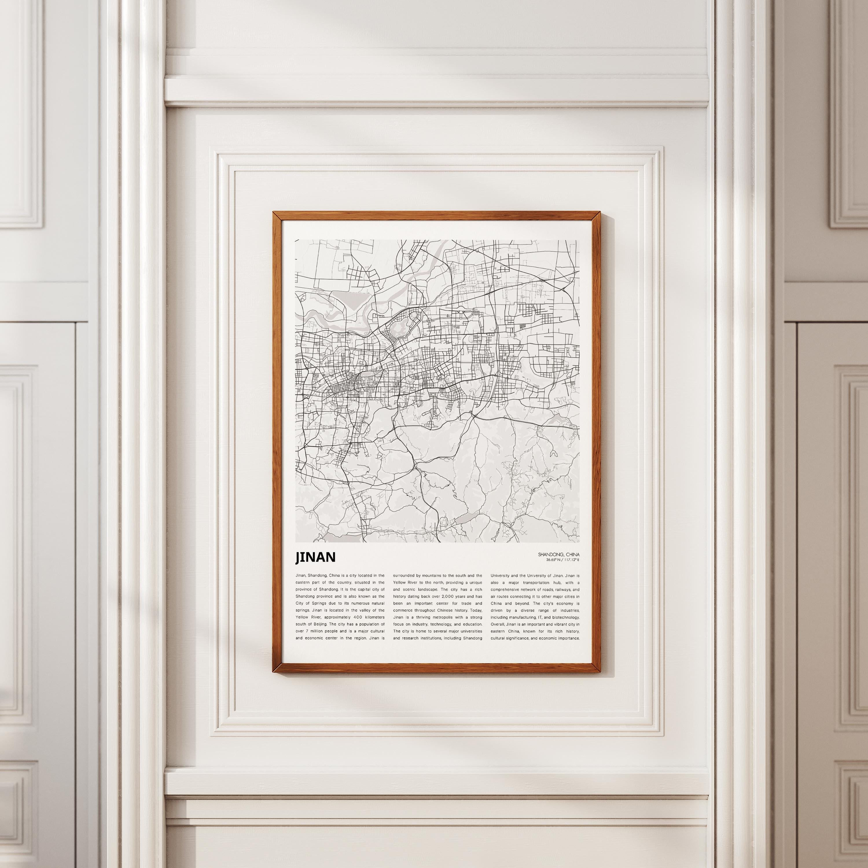 Jinan Map Print, Jinan Travel Map, Jinan Wall Decor Art, Jinan Shandong ...