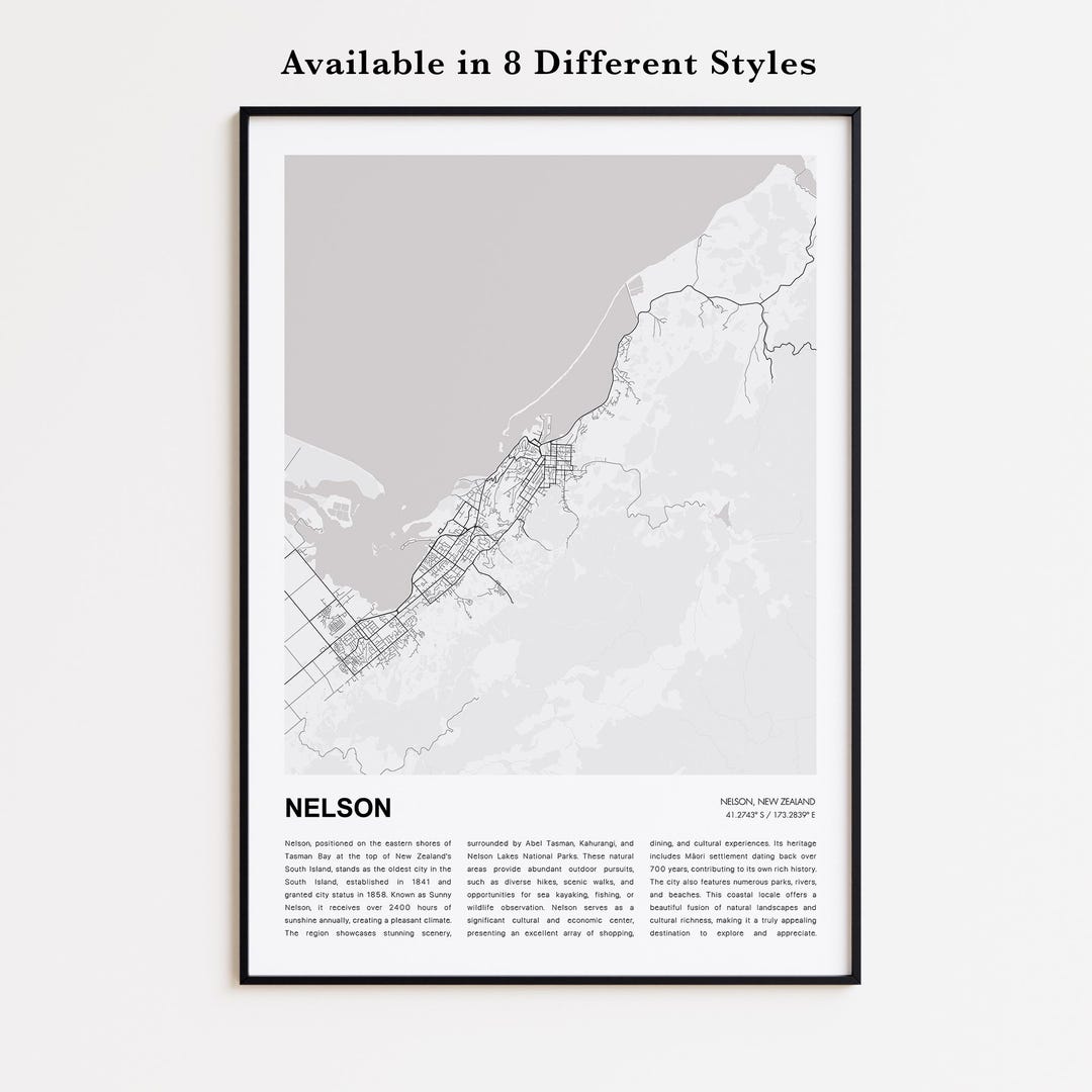 Nelson Map Print, Nelson Travel Map, Nelson Wall Decor Art, Nelson ...
