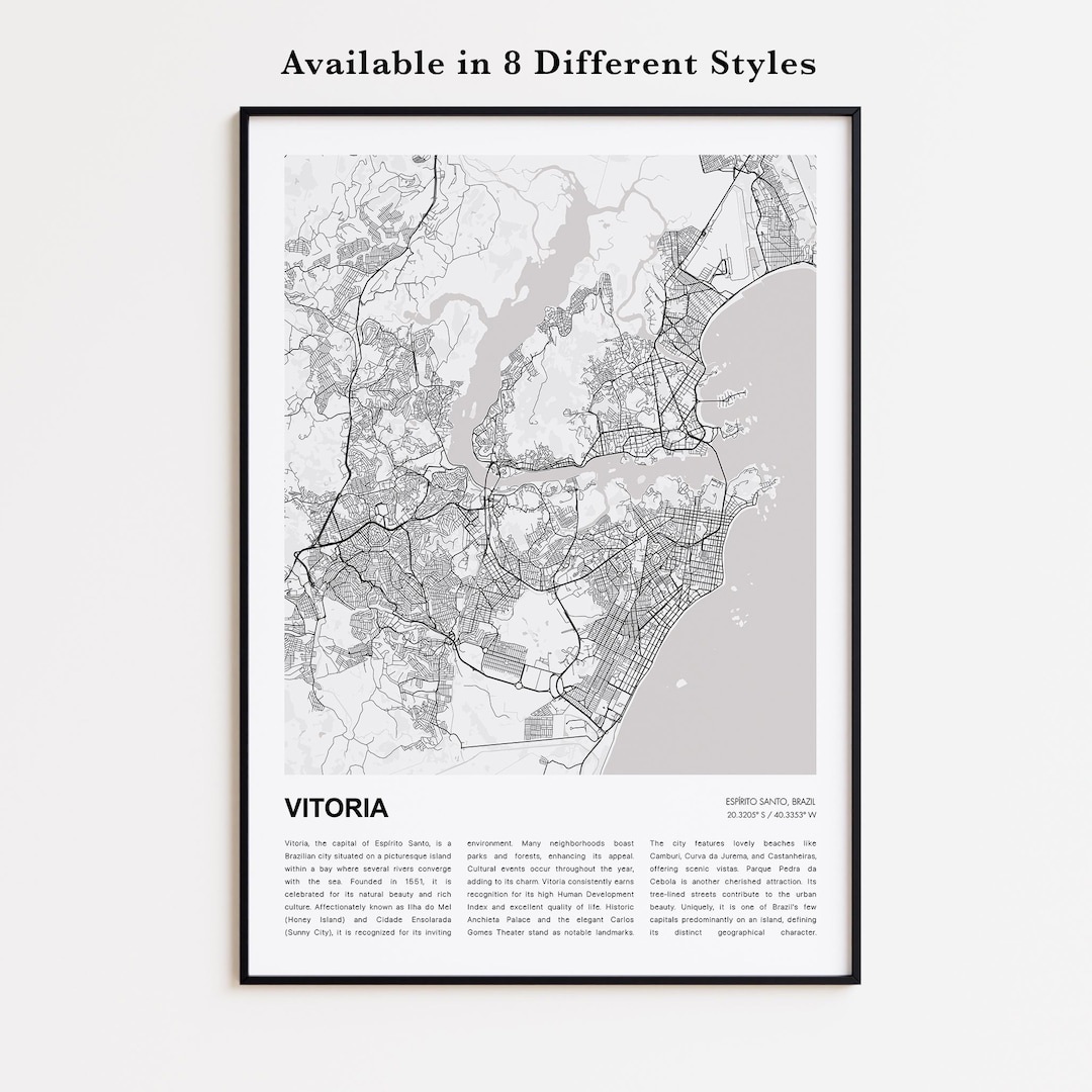 Vitoria Map Print, Vitoria Travel Map, Vitoria Wall Decor Art, Vitoria ...