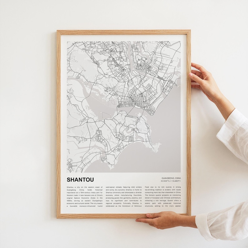Shantou Map Print, Shantou Travel Map, Shantou Wall Decor Art, Shantou ...