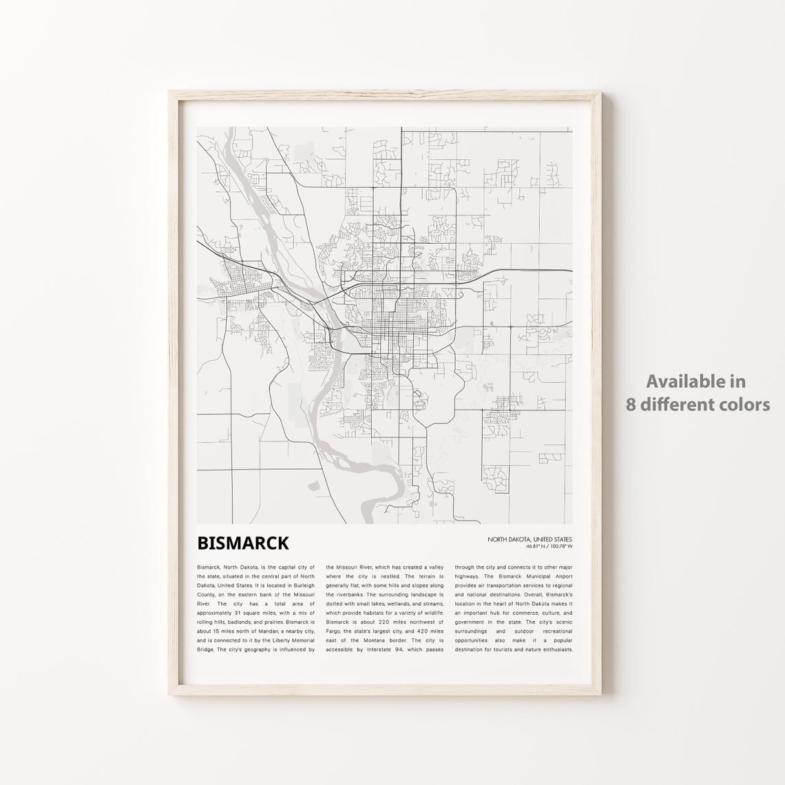 Bismarck Map Print, Bismarck Travel Map, Bismarck Wall Decor Art ...
