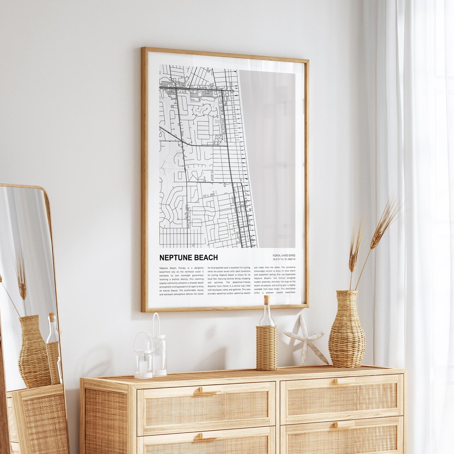 Neptune Beach Map Print, Neptune Beach Travel Map, Neptune Beach Wall ...