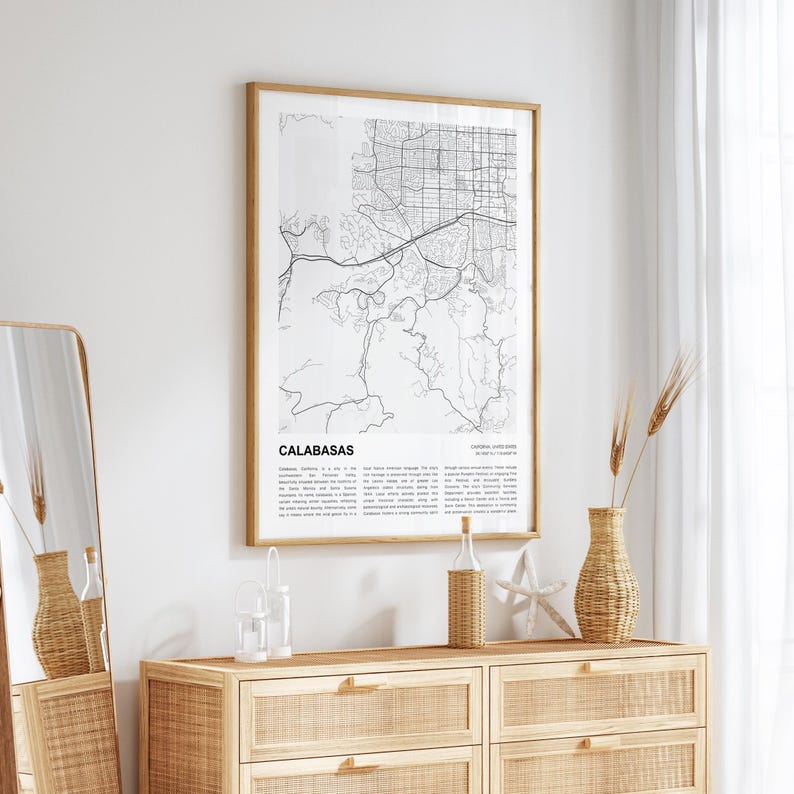 Calabasas Map Print, Calabasas Travel Map, Calabasas Wall Decor Art ...