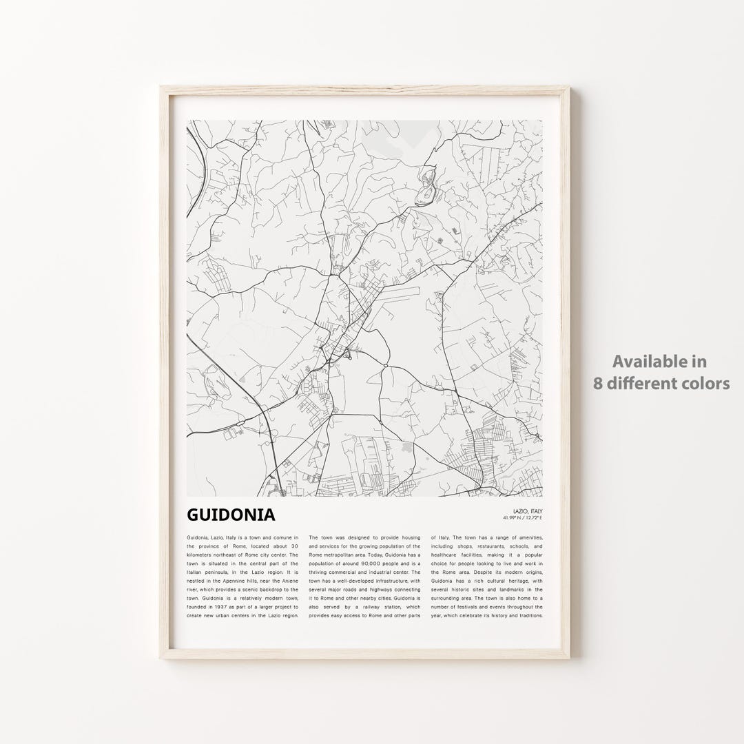 Guidonia Map Print, Guidonia Travel Map, Guidonia Wall Decor Art ...