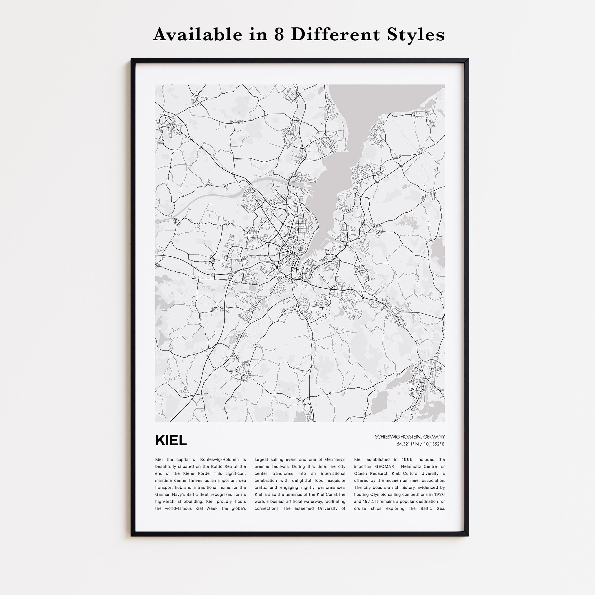 Kiel Map Print, Kiel Travel Map, Kiel Wall Decor Art, Kiel Schleswig ...