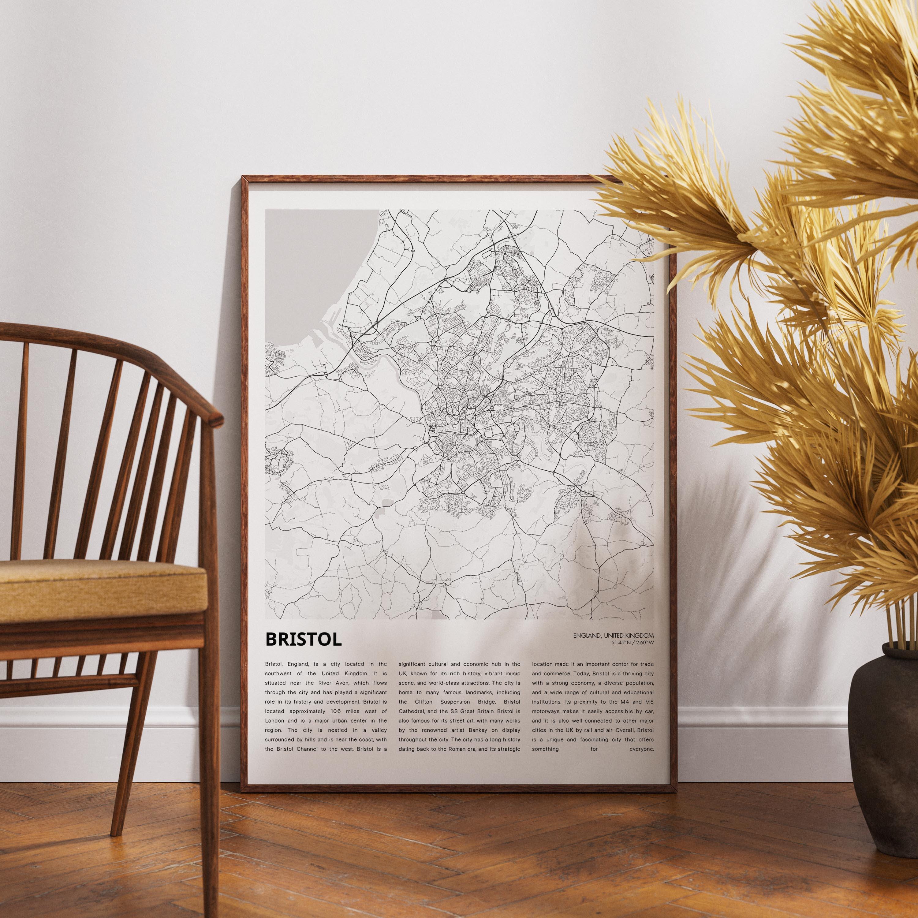 Bristol Map Print, Bristol Travel Map, Bristol Wall Decor Art, Bristol ...
