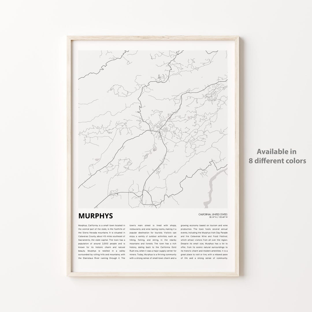 Murphys Map Print, Murphys Travel Map, Murphys Wall Decor Art, Murphys ...