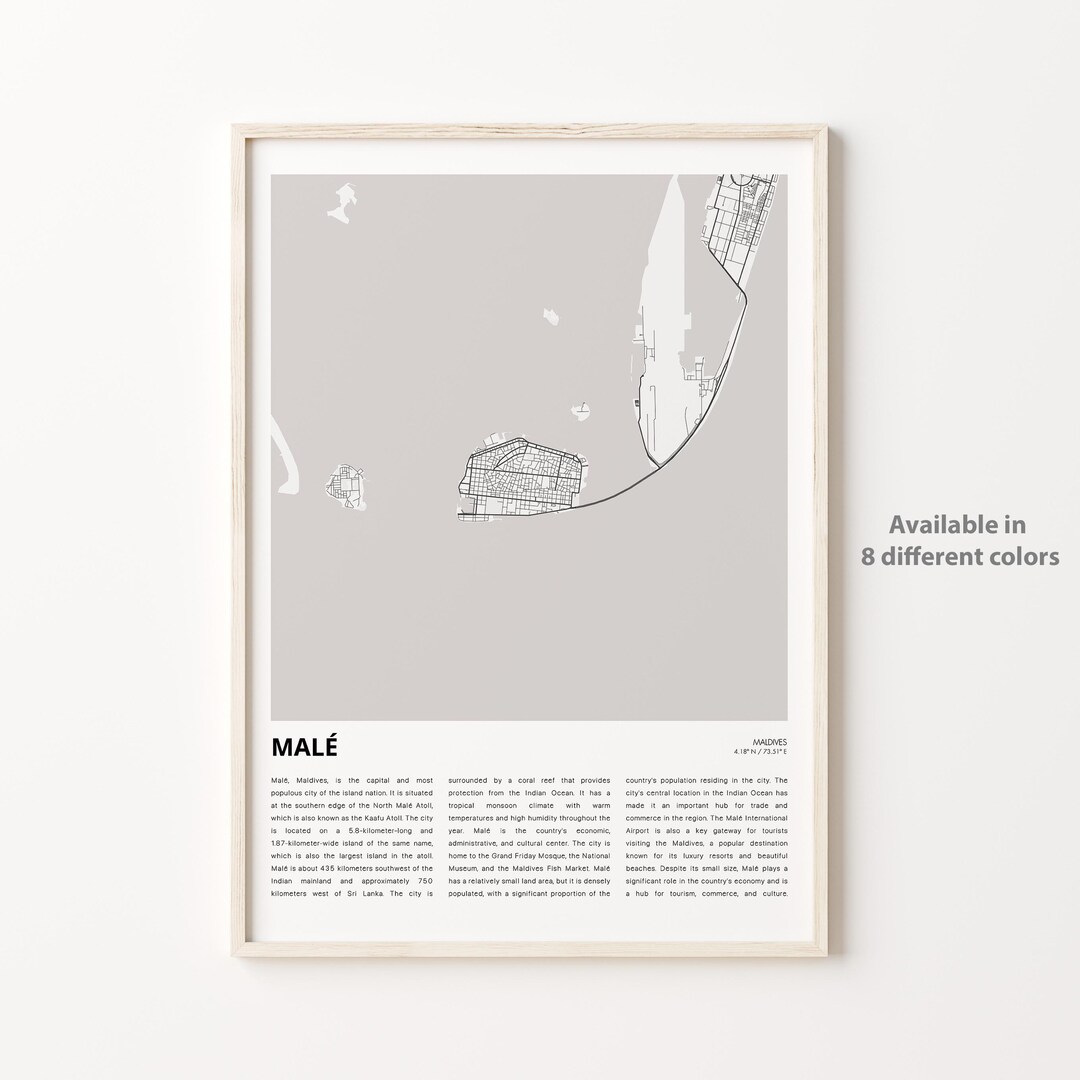 Malé Map Print, Malé Travel Map, Malé Wall Decor Art, Malé ...