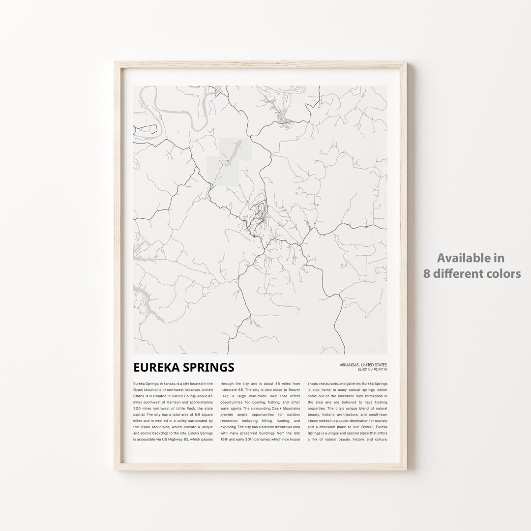 Eureka Springs Map Print, Eureka Springs Travel Map, Eureka Springs ...
