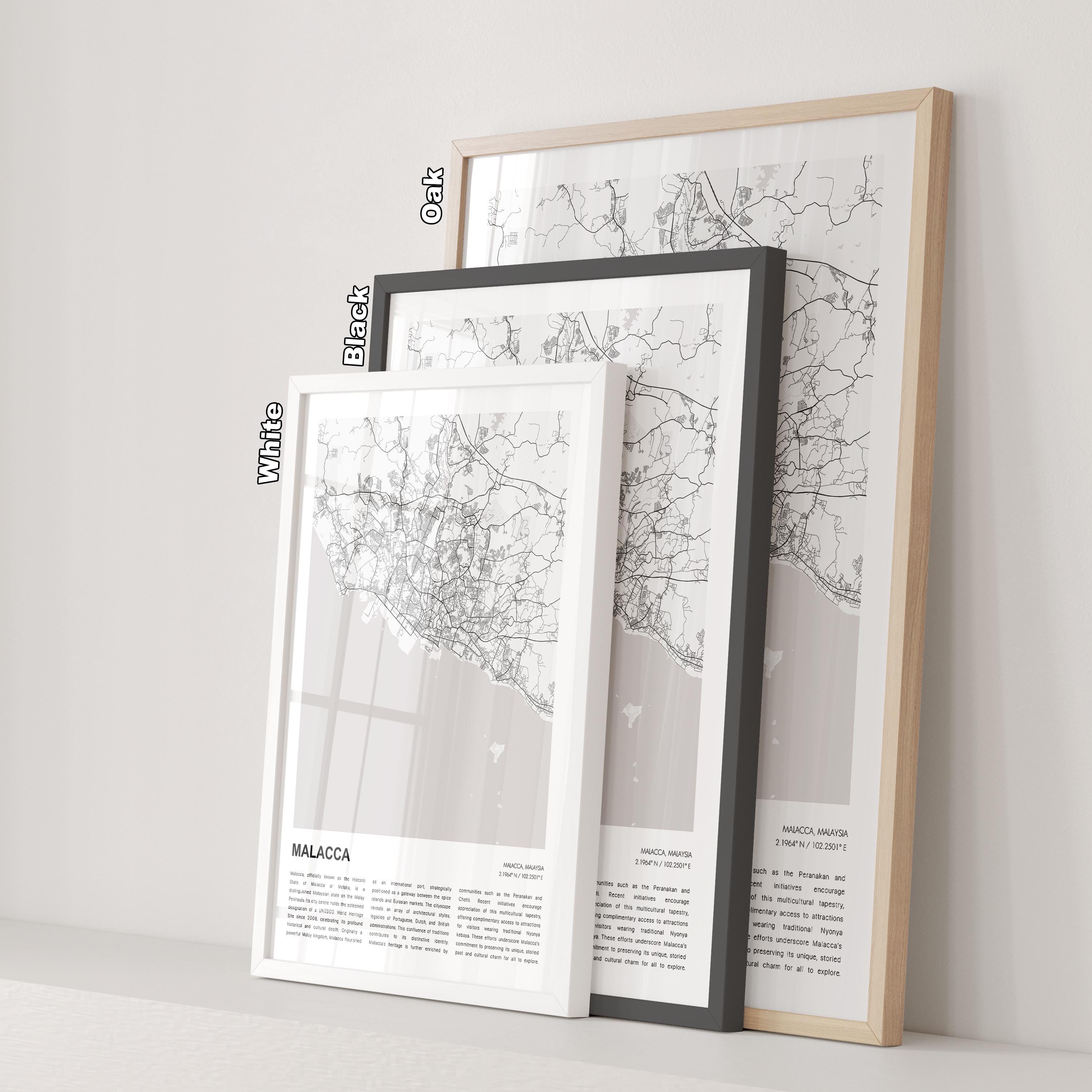 Malacca Map Print, Malacca Travel Map, Malacca Wall Decor Art, Malacca ...