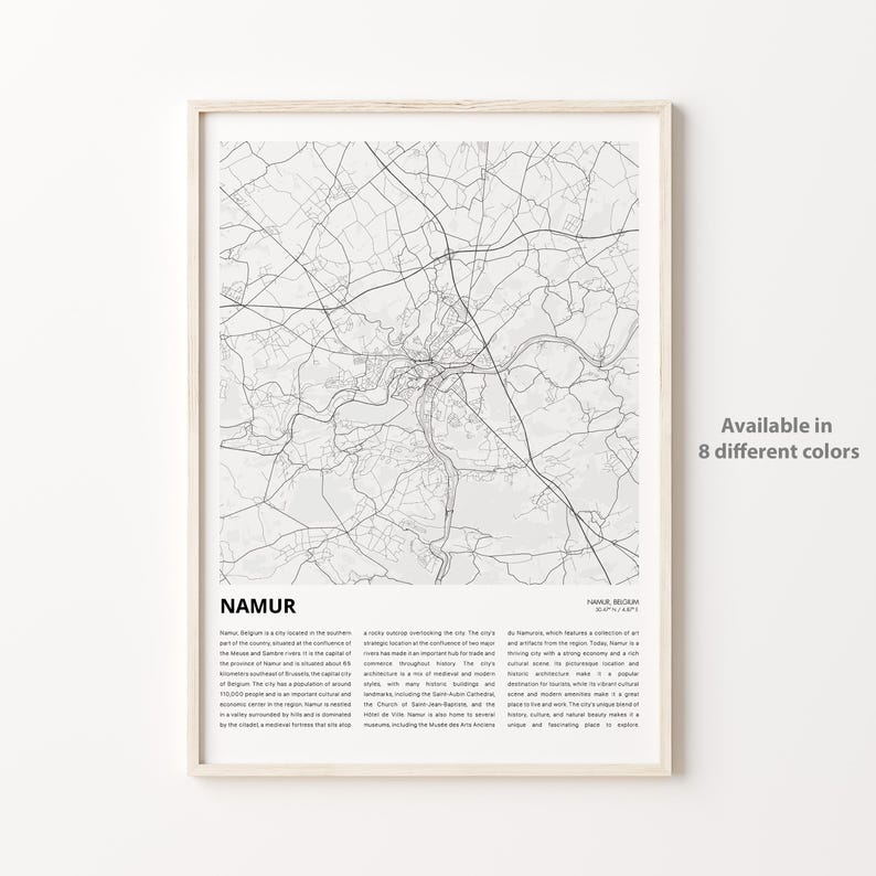 Namur Map Print, Namur Travel Map, Namur Wall Decor Art, Namur Namur ...
