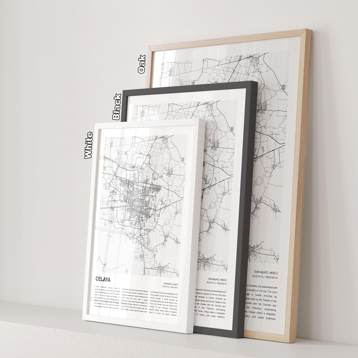 Celaya Map Print, Celaya Travel Map, Celaya Wall Decor Art, Celaya ...