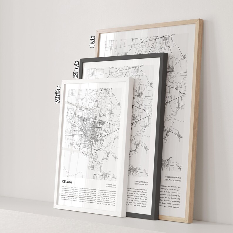 Celaya Map Print, Celaya Travel Map, Celaya Wall Decor Art, Celaya ...