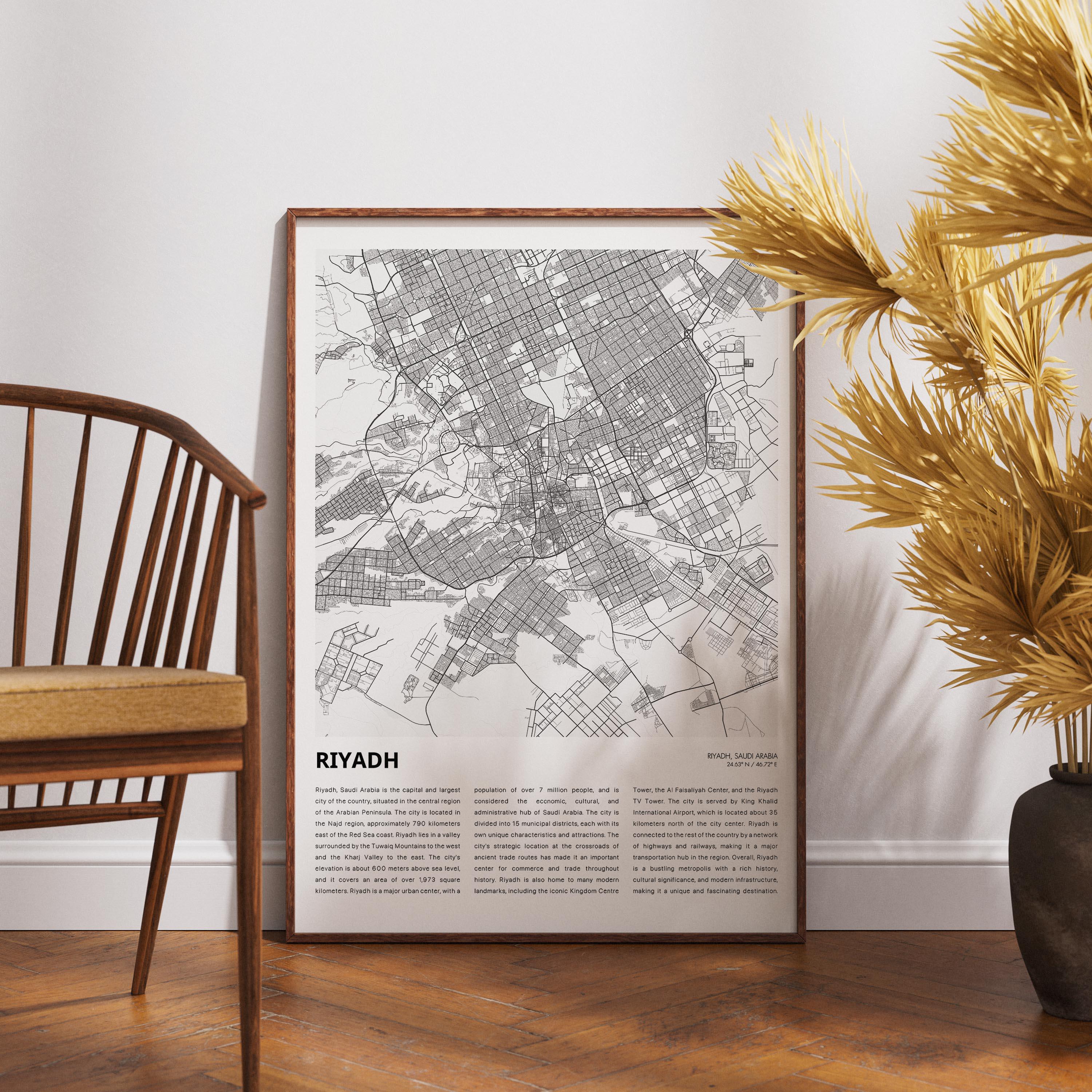 Riyadh Map Print, Riyadh Travel Map, Riyadh Wall Decor Art, Riyadh ...