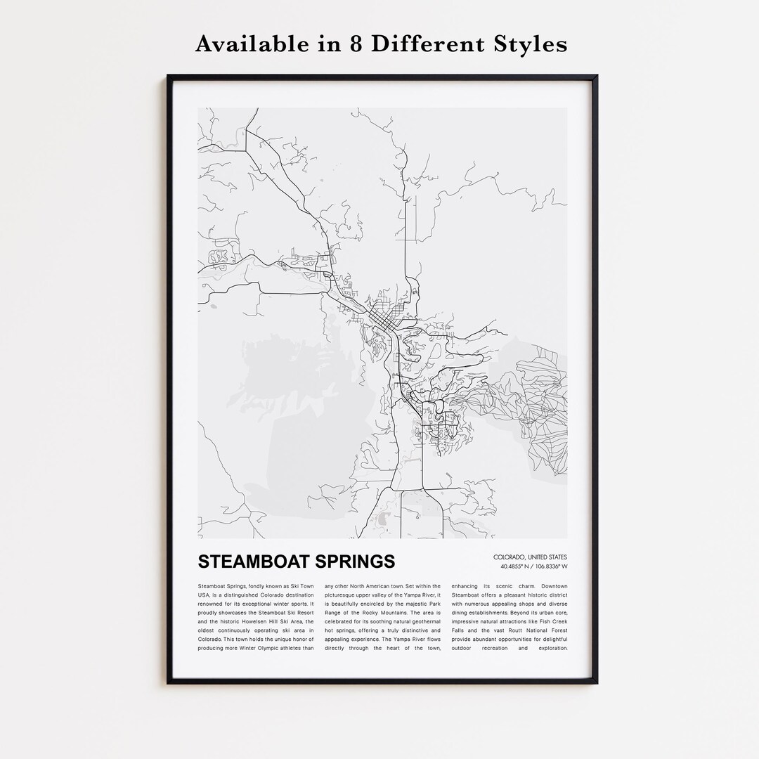 Steamboat Springs Map Print, Steamboat Springs Travel Map, Steamboat ...