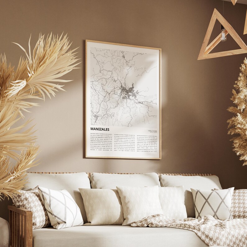 Manizales Map Print, Manizales Travel Map, Manizales Wall Decor Art ...