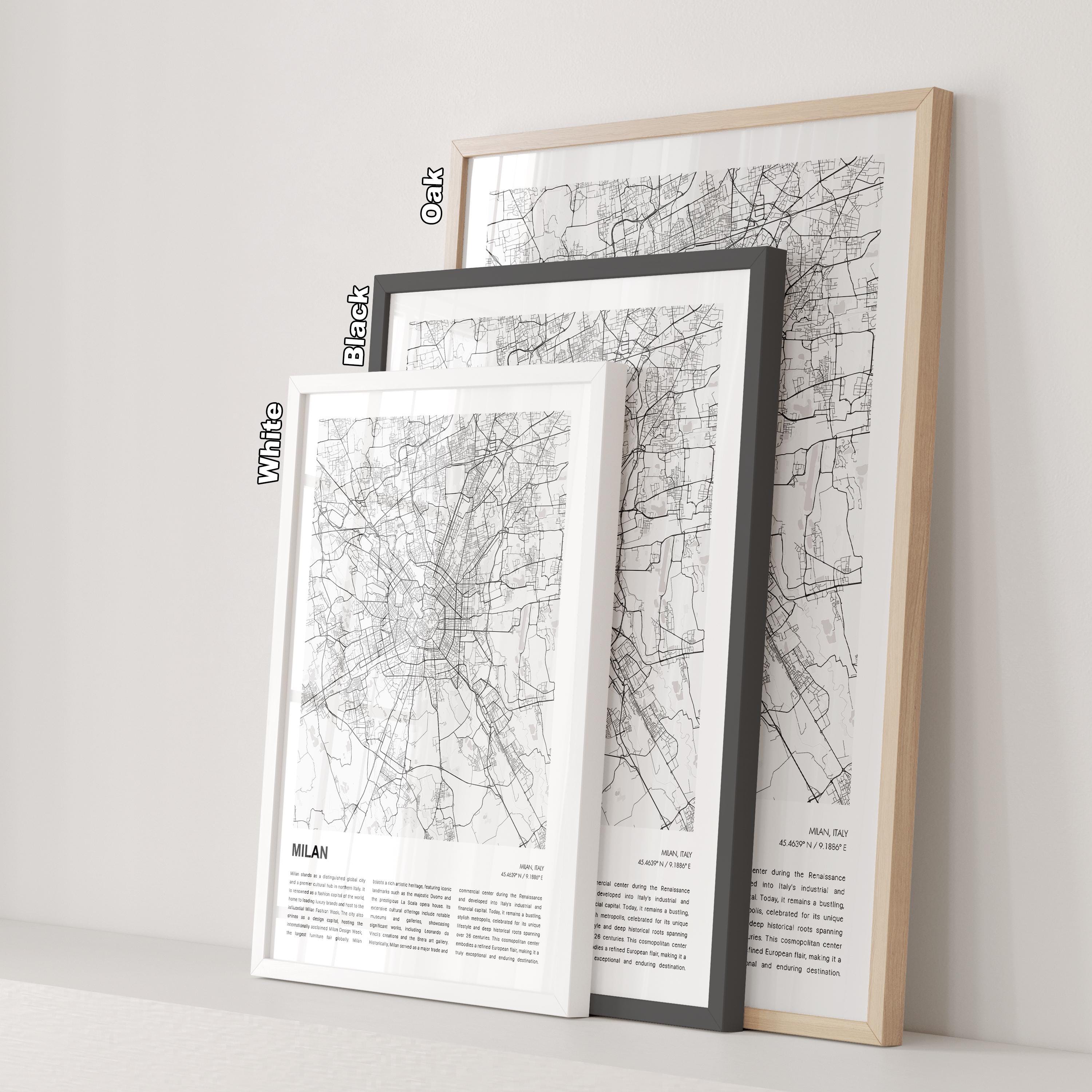 Milan Map Print, Milan Travel Map, Milan Wall Decor Art, Milan Milan ...