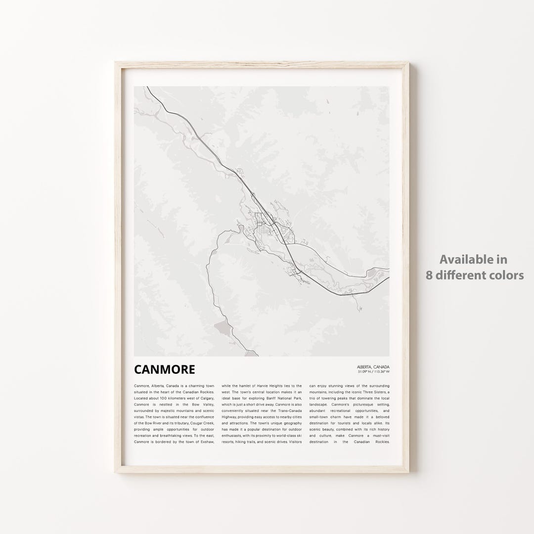 Canmore Map Print, Canmore Travel Map, Canmore Wall Decor Art, Canmore ...