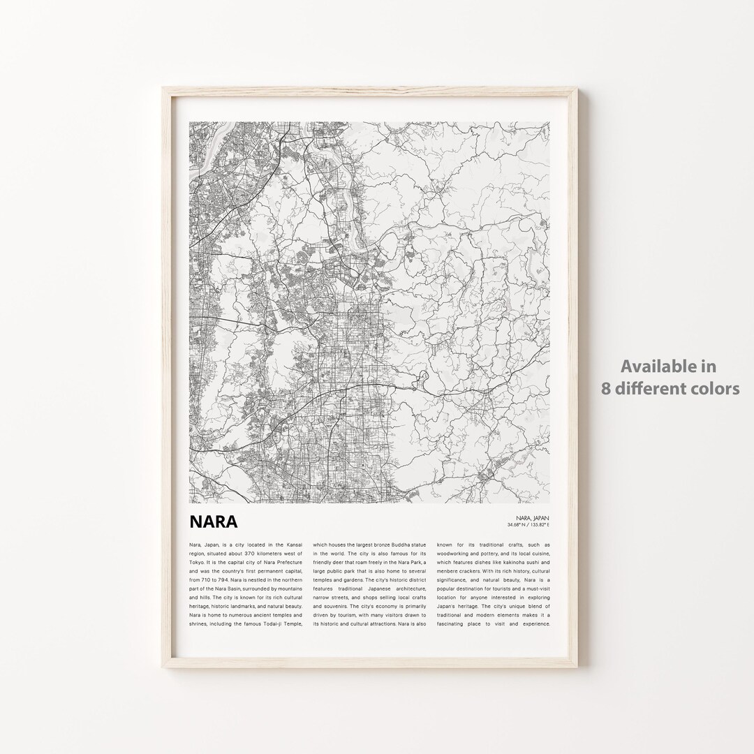 Nara Map Print, Nara Travel Map, Nara Wall Decor Art, Nara Nara ...