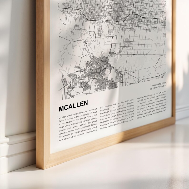 Mcallen Map Print, Mcallen Travel Map, Mcallen Wall Decor Art, Mcallen ...