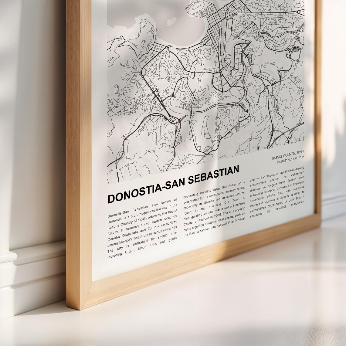Donostia-san Sebastian Map Print, Donostia-san Sebastian Travel Map ...