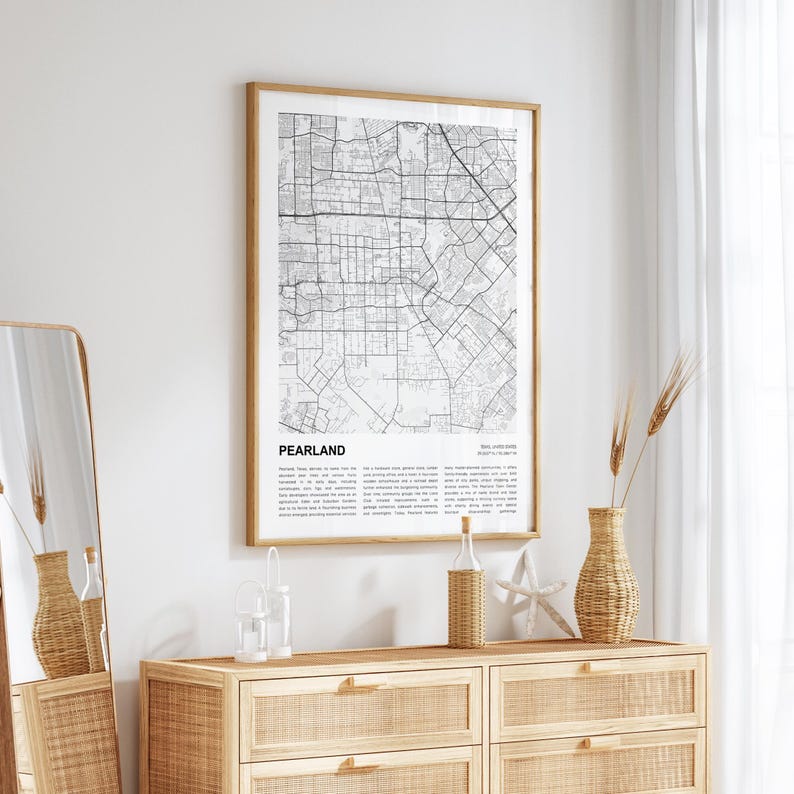 Pearland Map Print, Pearland Travel Map, Pearland Wall Decor Art ...