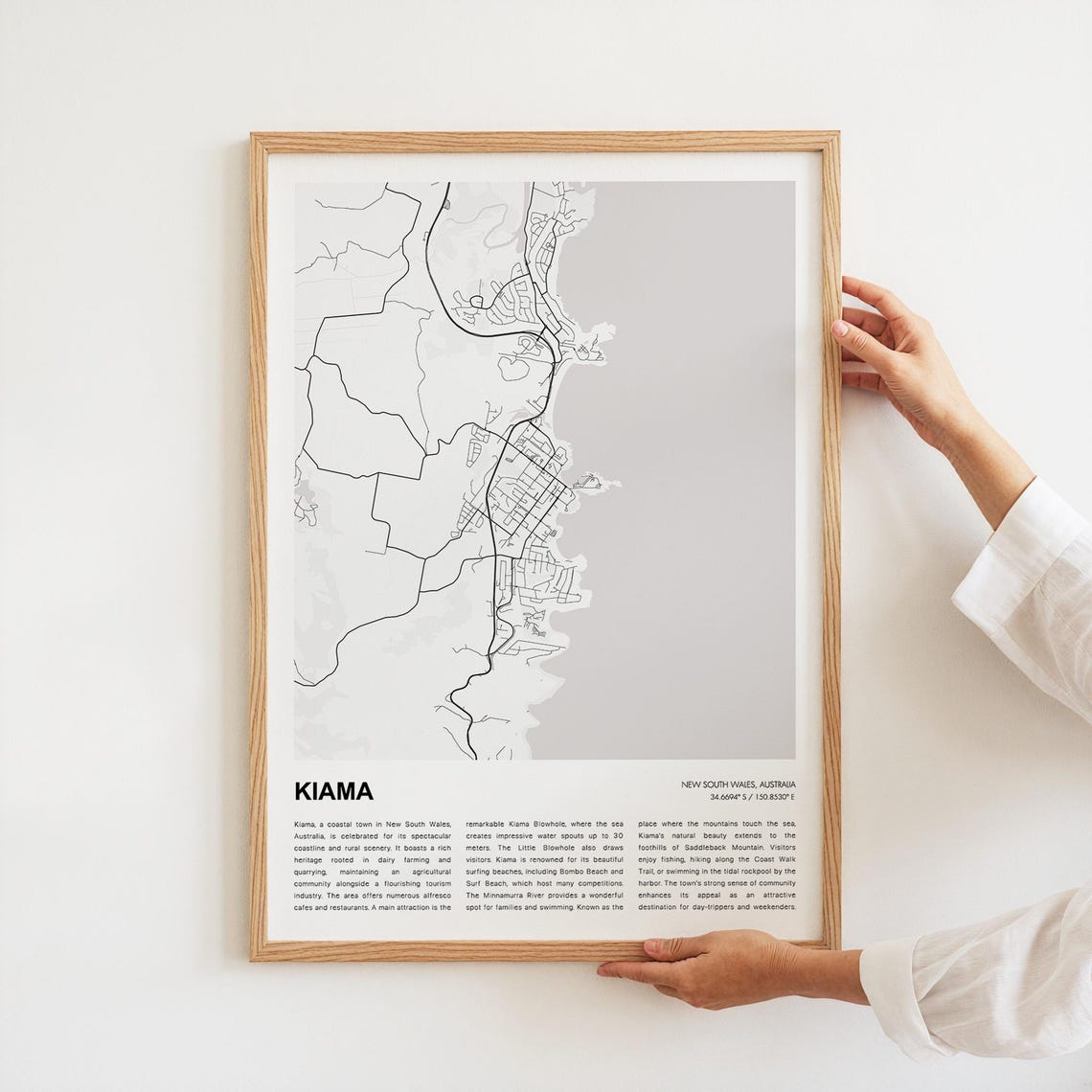 Kiama Map Print, Kiama Travel Map, Kiama Wall Decor Art, Kiama New ...