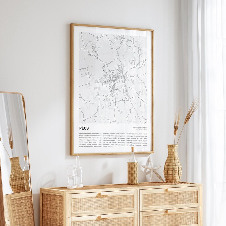 Pécs Map Print, Pécs Travel Map, Pécs Wall Decor Art, Pécs Baranya ...