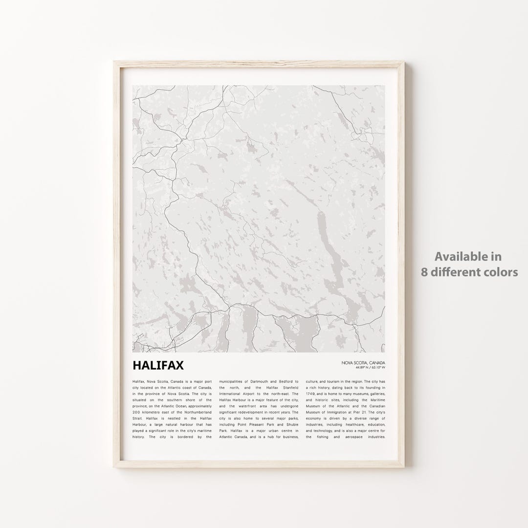 Halifax Map Print, Halifax Travel Map, Halifax Wall Decor Art, Halifax ...