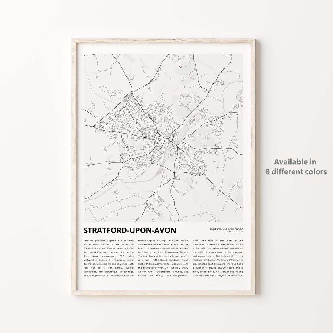 Stratford-upon-avon Map Print, Stratford-upon-avon Travel Map ...