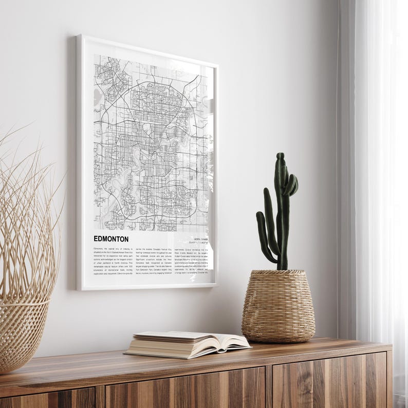 Mapa impreso de Edmonton, Mapa turístico de Edmonton, Arte decorativo ...