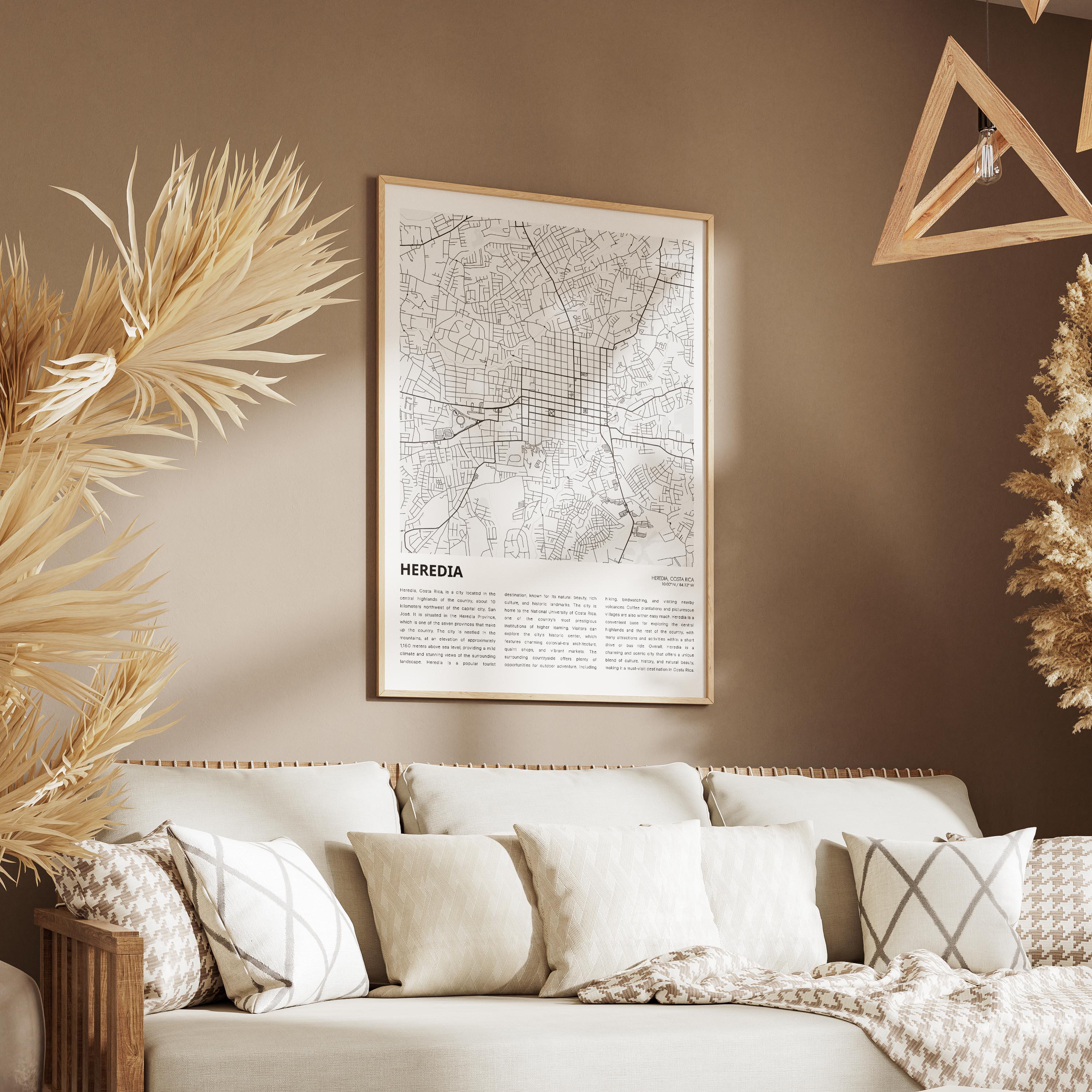 Heredia Map Print, Heredia Travel Map, Heredia Wall Decor Art, Heredia ...