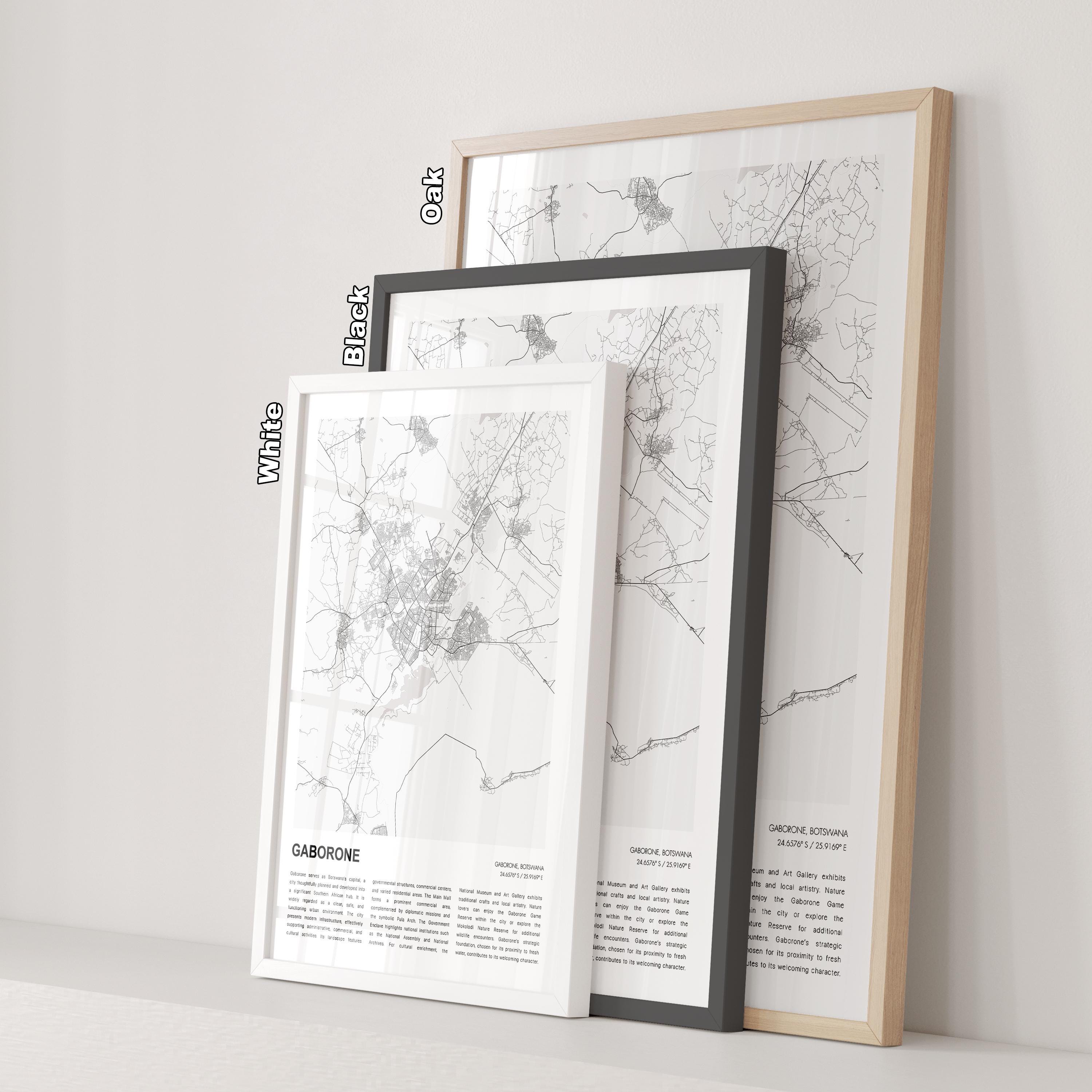 Gaborone Map Print, Gaborone Travel Map, Gaborone Wall Decor Art ...