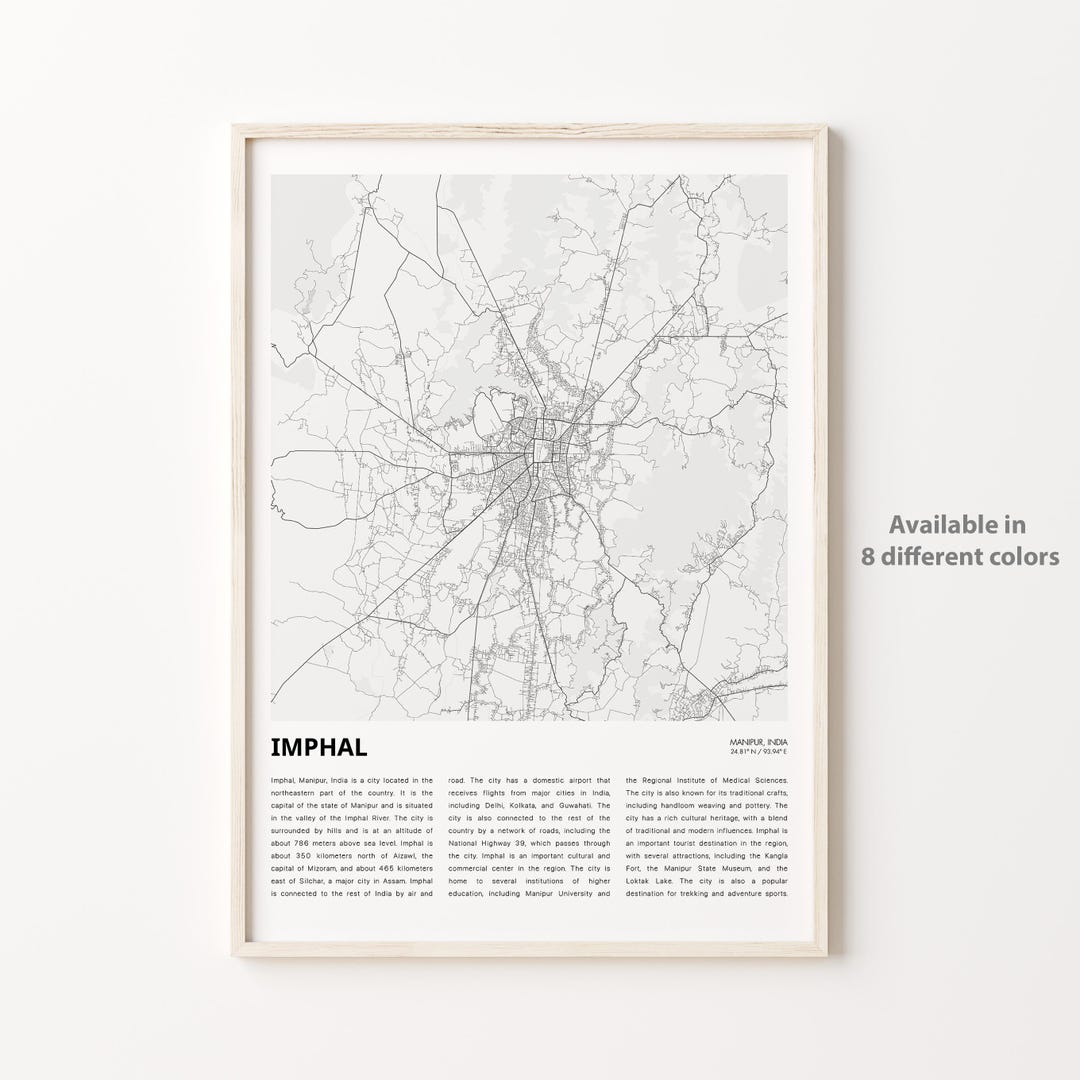 Imphal Map Print, Imphal Travel Map, Imphal Wall Decor Art, Imphal ...