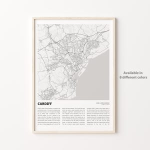 Cardiff Map Print, Cardiff Travel Map, Cardiff Wall Decor Art, Cardiff ...