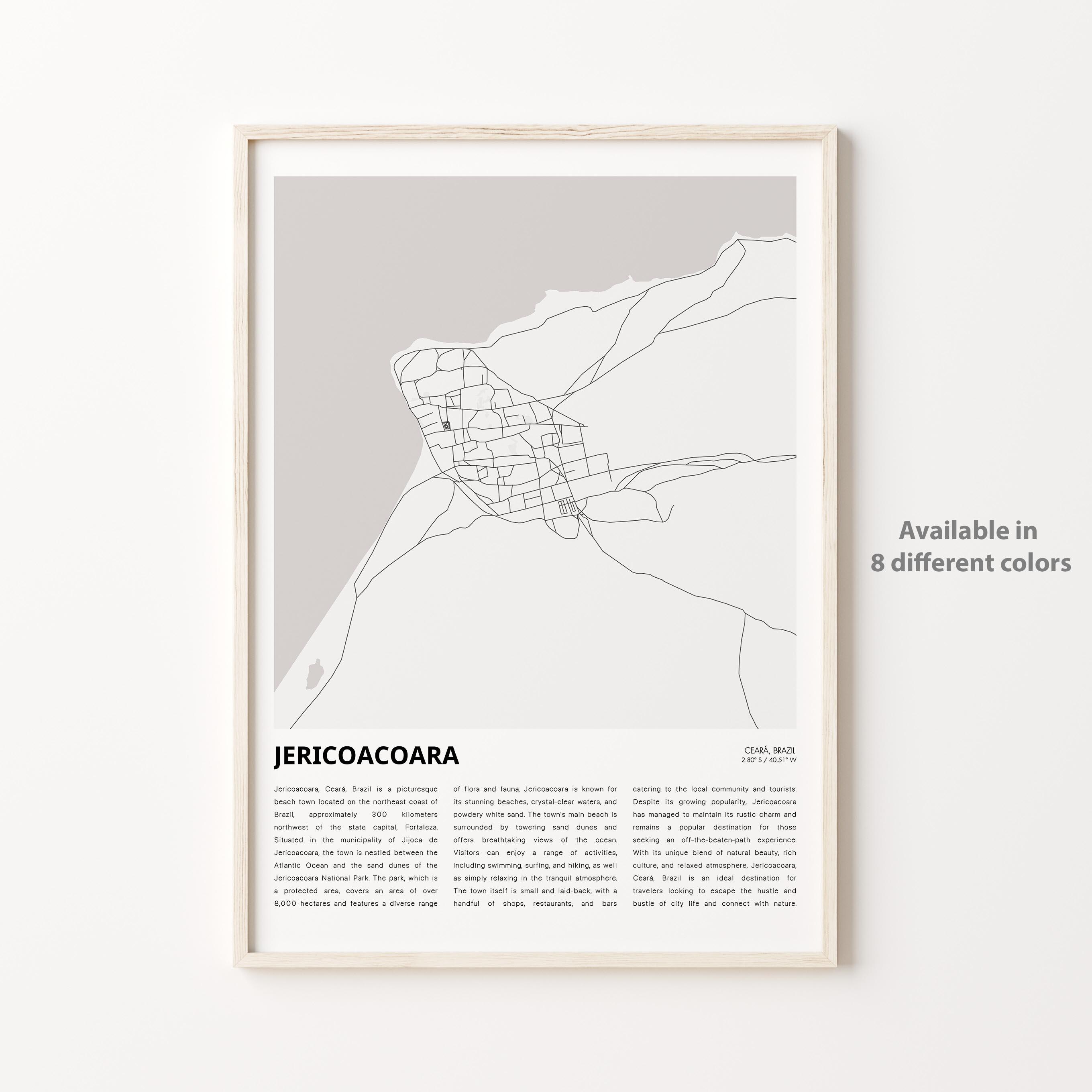 Jericoacoara Map Print, Jericoacoara Travel Map, Jericoacoara Wall ...