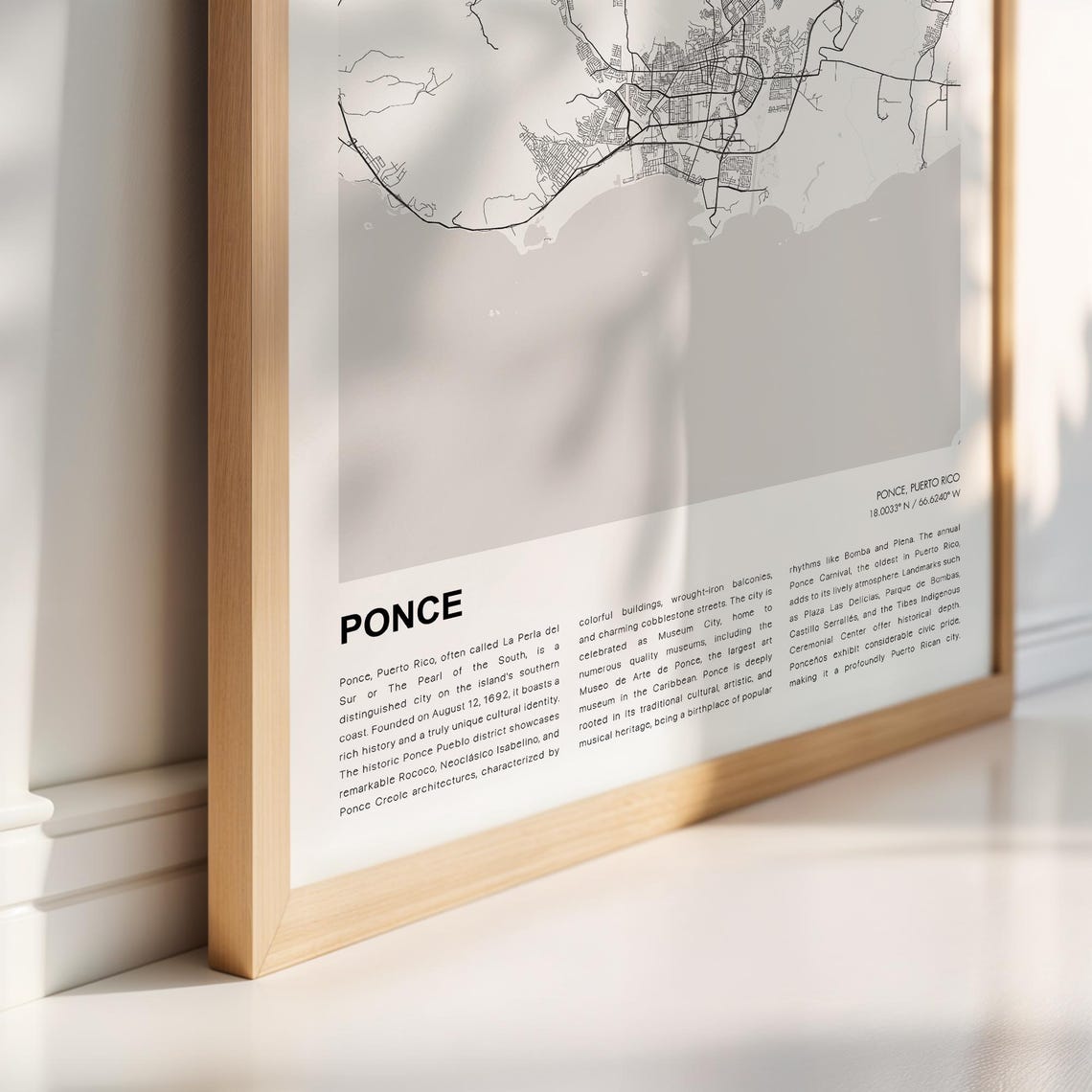 Ponce Map Print, Ponce Travel Map, Ponce Wall Decor Art, Ponce Ponce ...