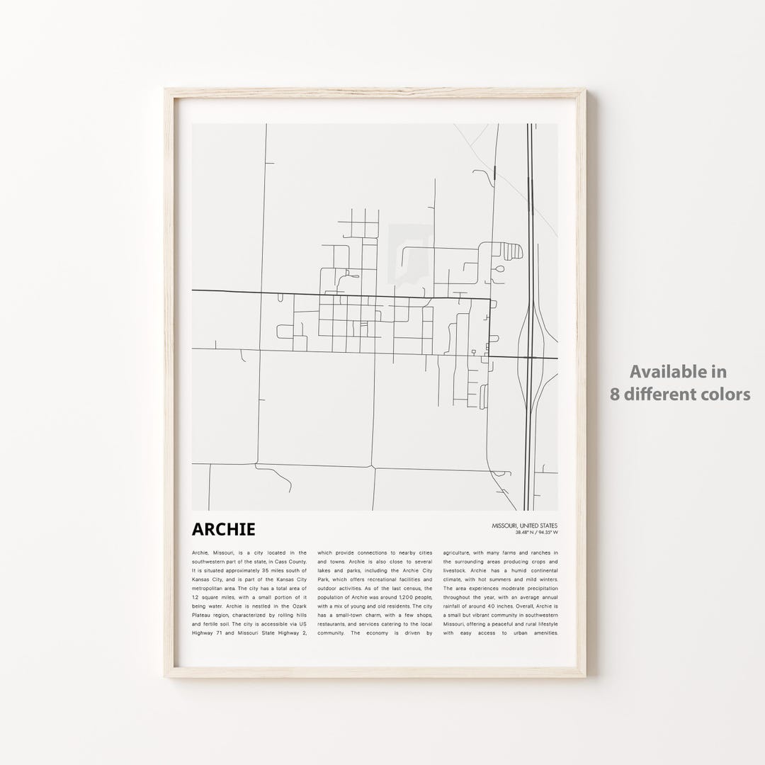 Archie Map Print, Archie Travel Map, Archie Wall Decor Art, Archie ...