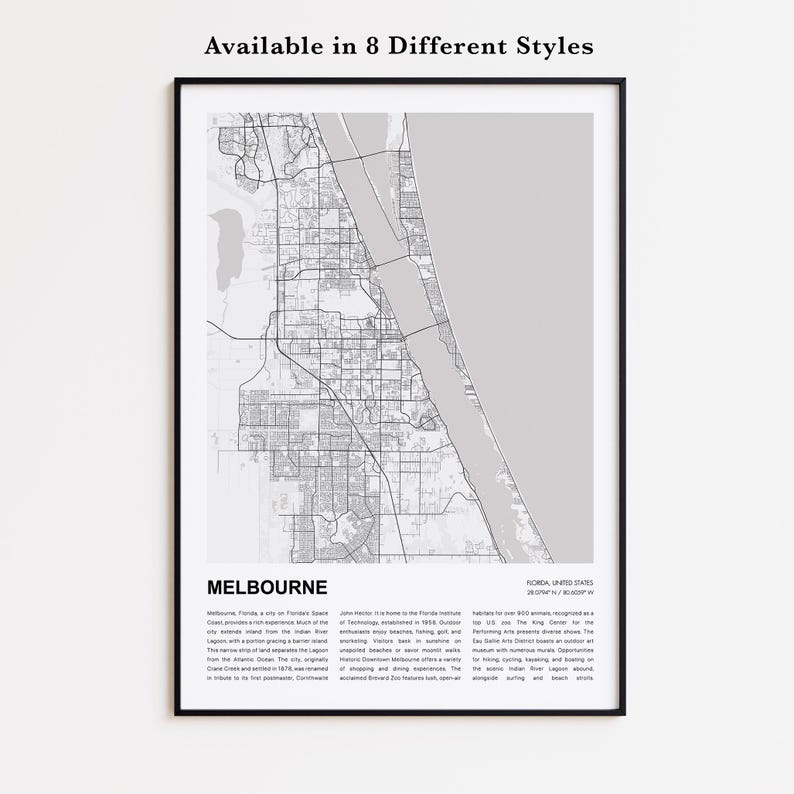 Melbourne Map Print, Melbourne Travel Map, Melbourne Wall Decor Art ...