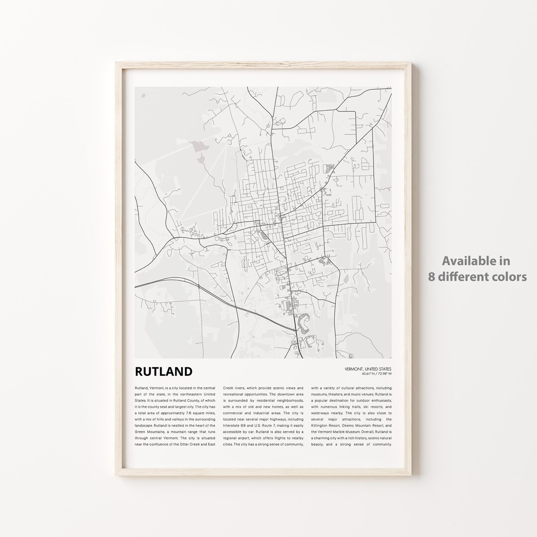 Rutland Map Print, Rutland Travel Map, Rutland Wall Decor Art, Rutland ...