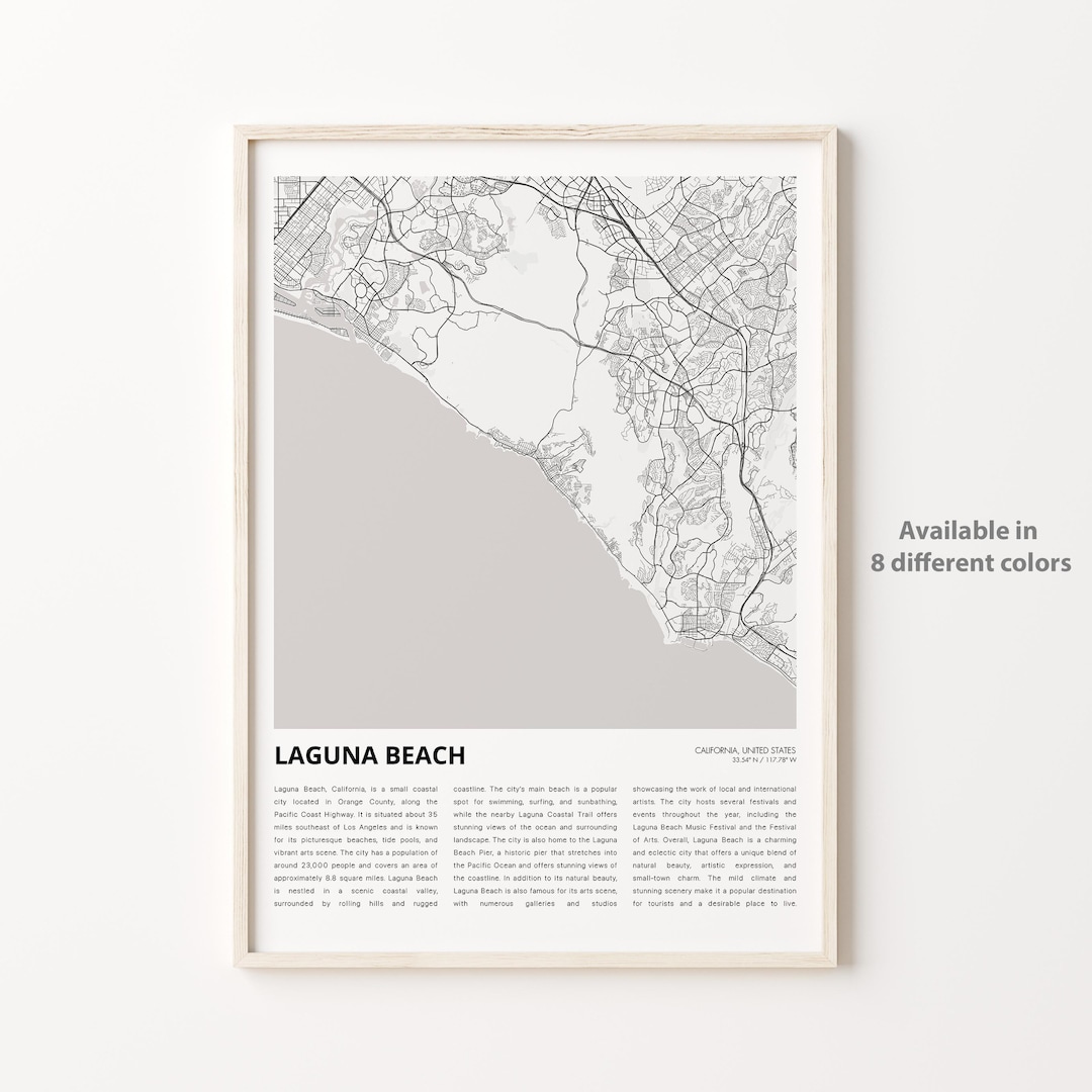 Laguna Beach Map Print, Laguna Beach Travel Map, Laguna Beach Wall ...
