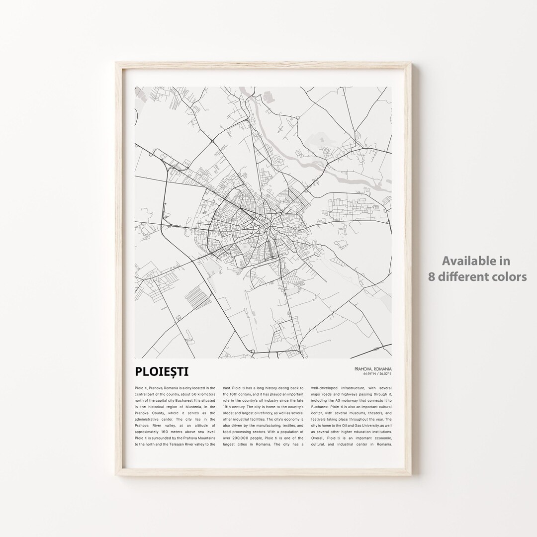 Ploiești Map Print, Ploiești Travel Map, Ploiești Wall Decor Art ...