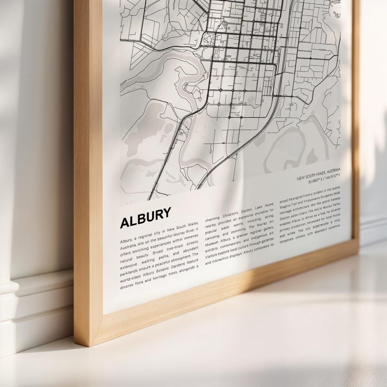 Albury Map Print, Albury Travel Map, Albury Wall Decor Art, Albury New ...