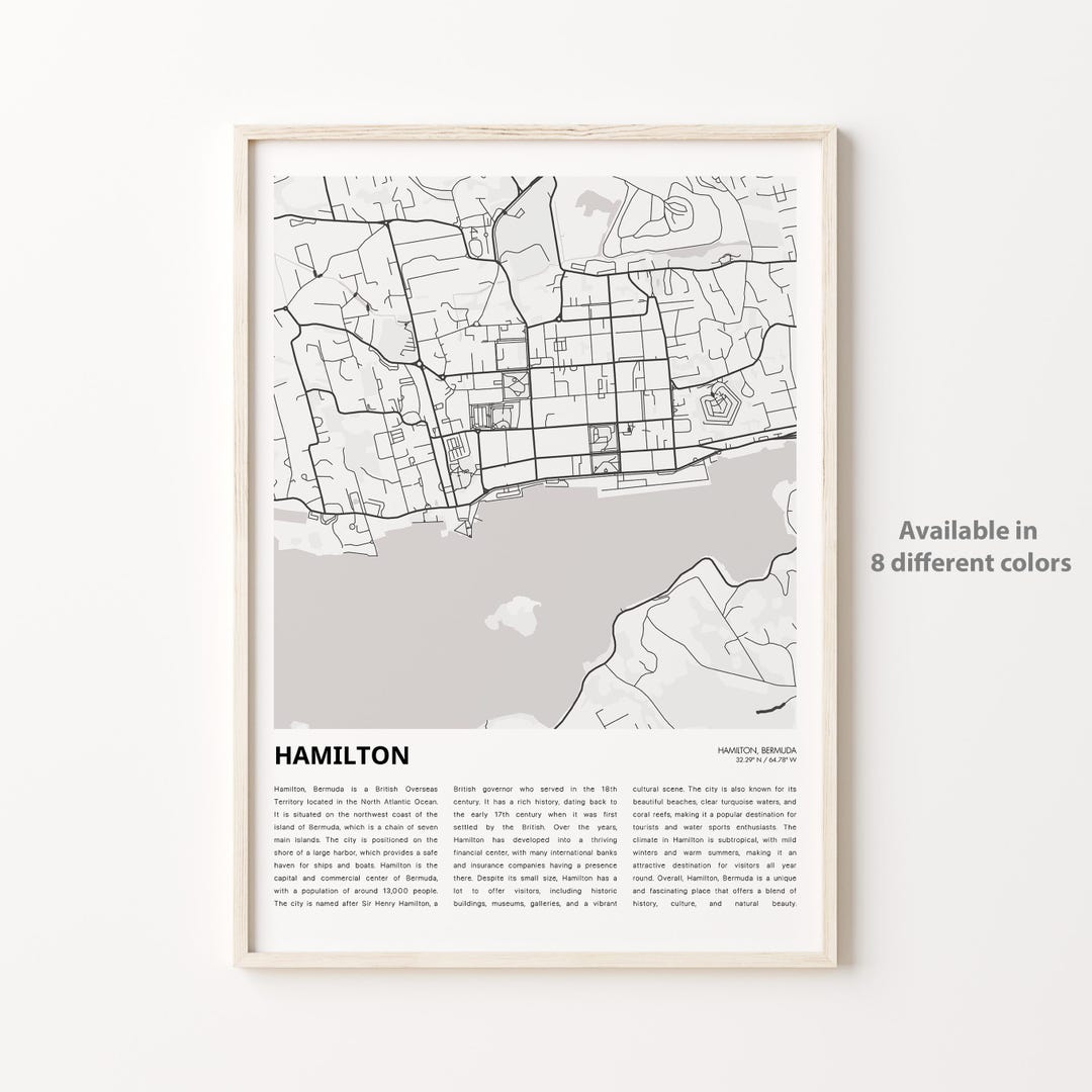 Hamilton Map Print, Hamilton Travel Map, Hamilton Wall Decor Art ...