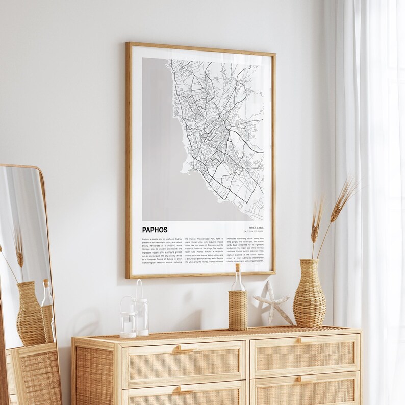 Paphos Map Print, Paphos Travel Map, Paphos Wall Decor Art, Paphos ...