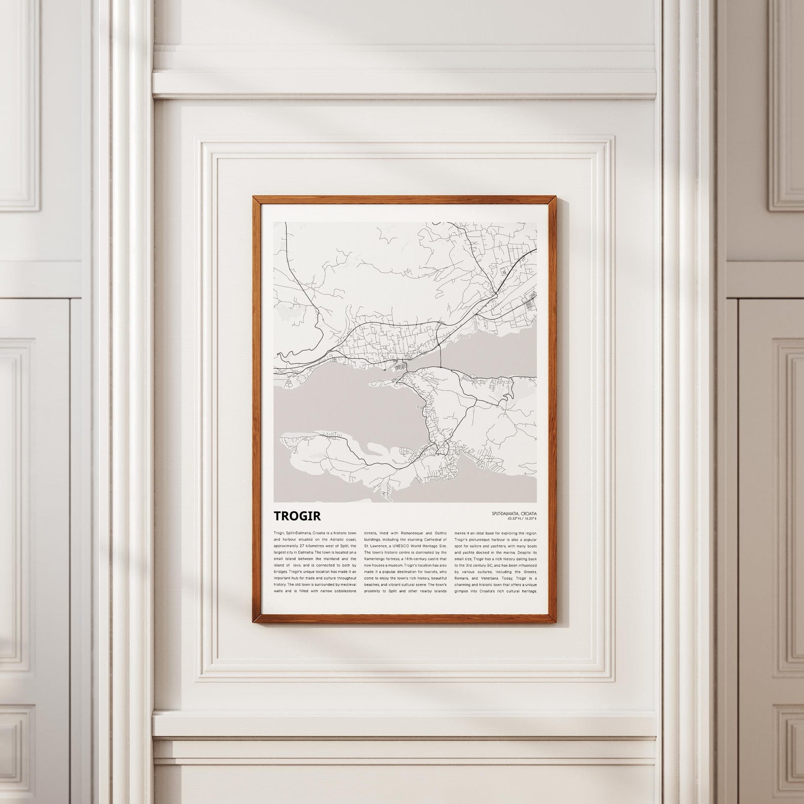 Trogir Map Print, Trogir Travel Map, Trogir Wall Decor Art, Trogir ...
