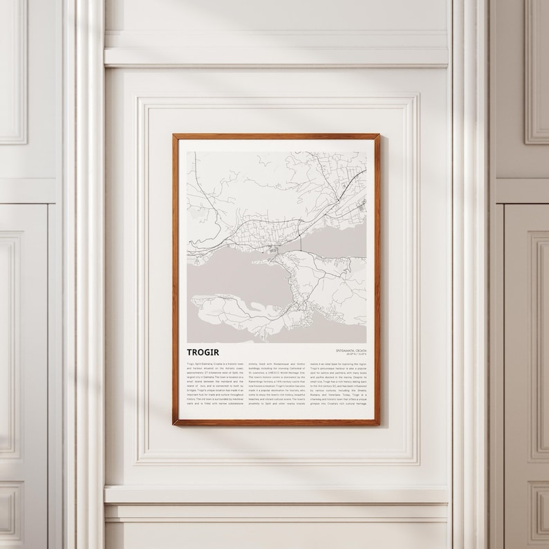 Trogir Map Print, Trogir Travel Map, Trogir Wall Decor Art, Trogir ...