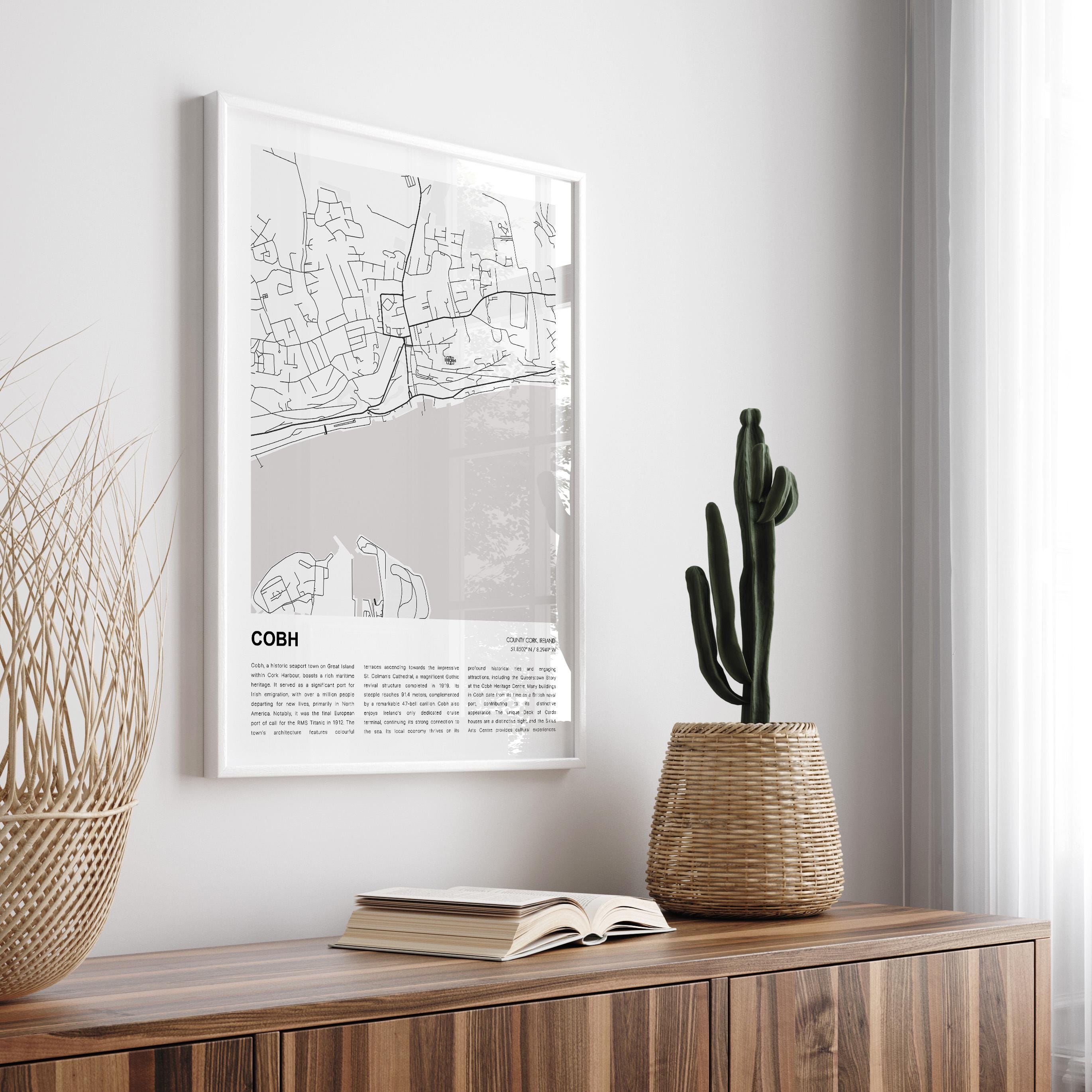 Cobh Map Print, Cobh Travel Map, Cobh Wall Decor Art, Cobh County Cork ...
