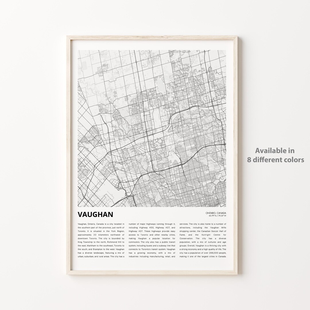 Vaughan Map Print, Vaughan Travel Map, Vaughan Wall Decor Art, Vaughan ...