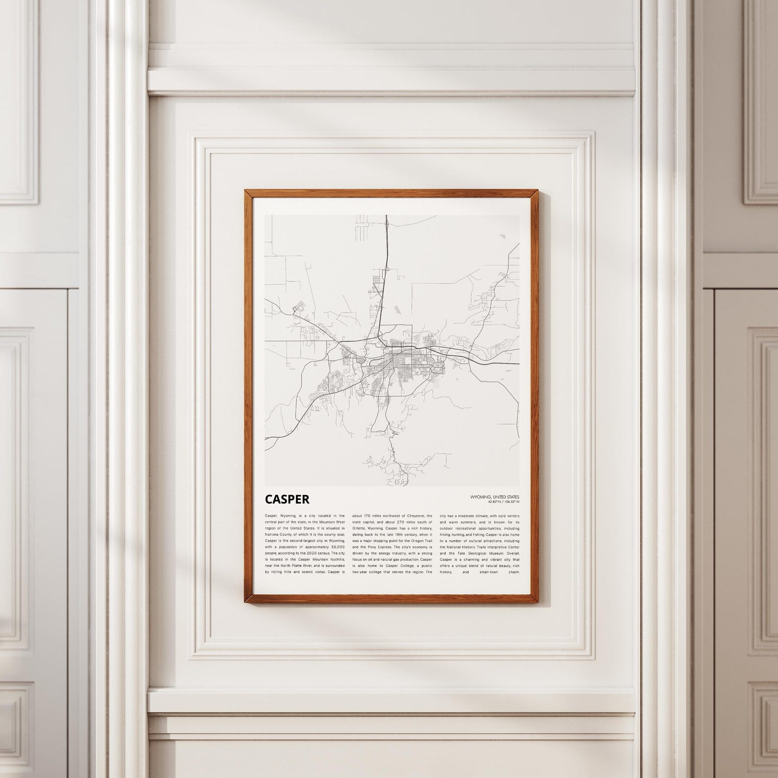 Casper Map Print, Casper Travel Map, Casper Wall Decor Art, Casper ...
